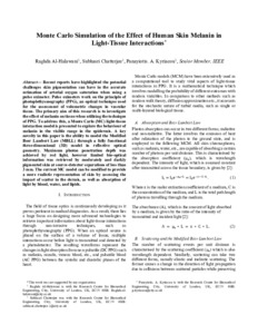 City Research Online - Monte Carlo Simulation of the Effect of Human Skin Melanin in Light ...